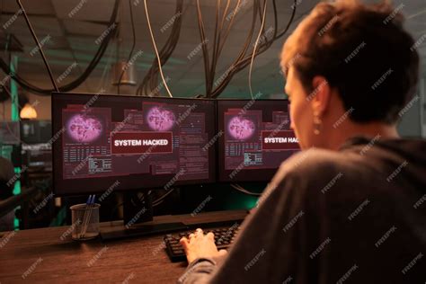 Premium Photo Hacker Cracking Password Getting Access To Computer System Stealing Privacy