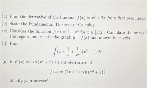 Solved A Find The Derivative Of The Function F X X2 2x