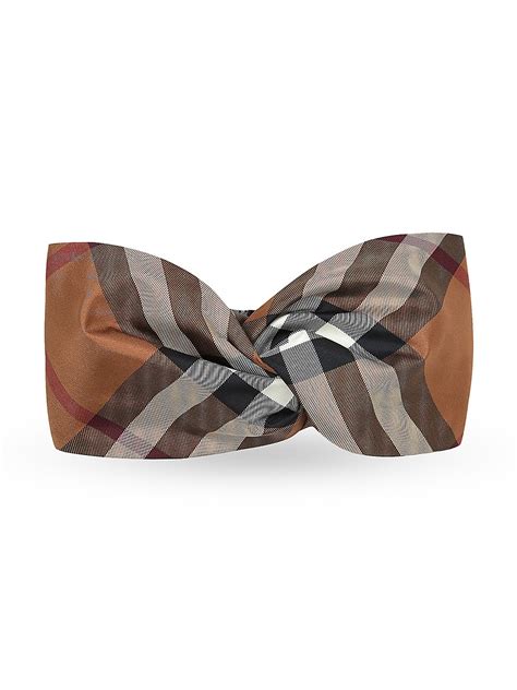 Burberry Check Silk Headband Birch Brown Editorialist