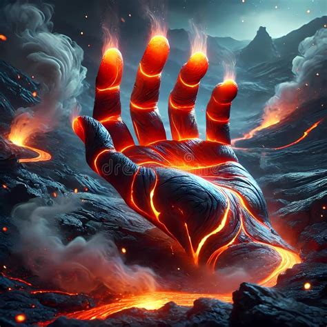 Fantastic Volcanic Hand With Lava And Smoke Stock Image Image Of
