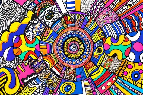 Premium Photo The Abstract Doodle Art In Multitude Array Of Shapespatternstexturescolors And