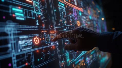 Engineer Managing Futuristic Interface Using Holographic Augmented
