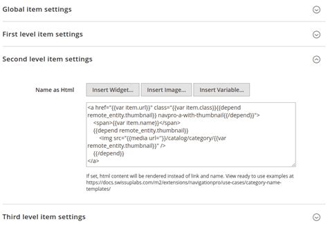 Navigationpro Menu Settings Page