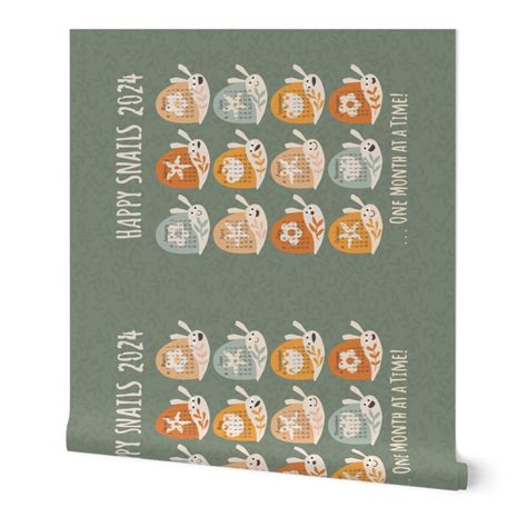 Happy Snails One Month At A Time Wallpaper Spoonflower