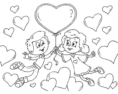 Валентинки для влюблённых — раскраска для детей Распечатать бесплатно