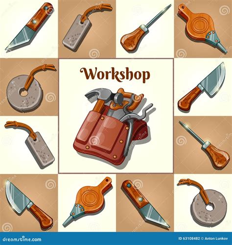 Set Of Tools Piercing And Cutting Instruments Stock Vector