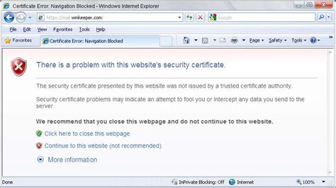 Computer Error There Is A Problem With This Website S Security Certificate