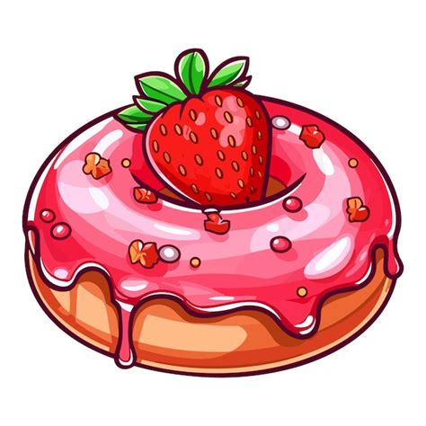 딸기 페인 도 클립 아트 일러스트레이션 프리미엄 벡터