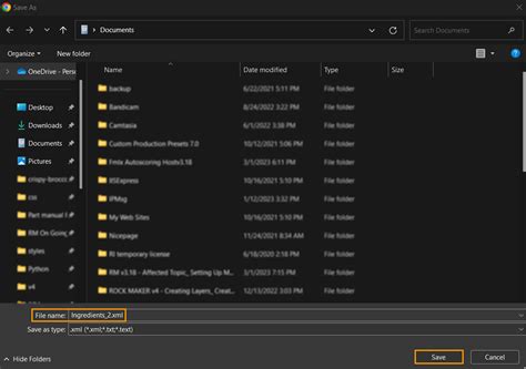 Exporting Ingredients — Rock Maker 46 Documentation