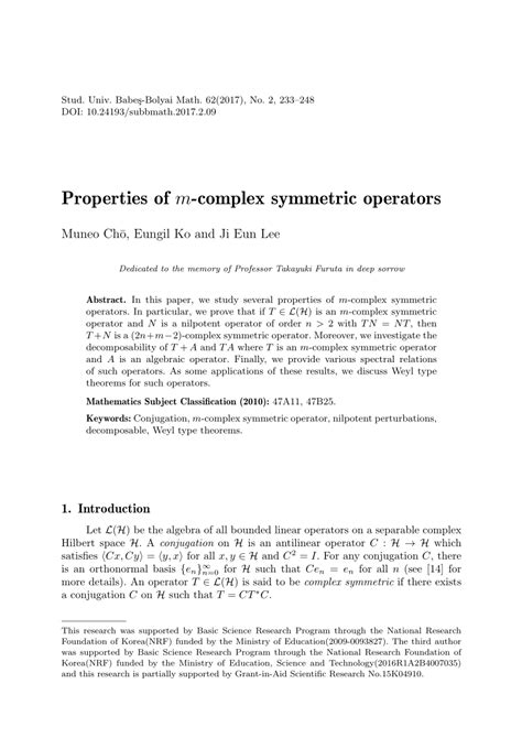PDF Properties Of M Complex Symmetric Operators