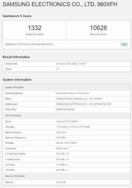El Intel Core I9 13900h Parece Tener Un Mal Rendimiento En La Entrada Válida De Geekbench 5