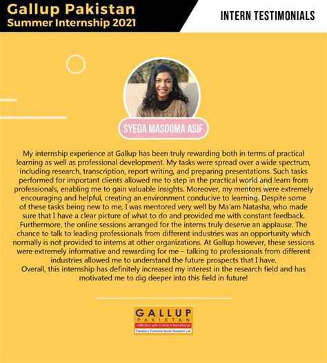 Gallup Pakistan On Linkedin Heres What Syeda Masooma Asif One Of Our Bright Summer Interns This