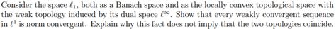 Consider The Space ℓ1 Both As A Banach Space And As