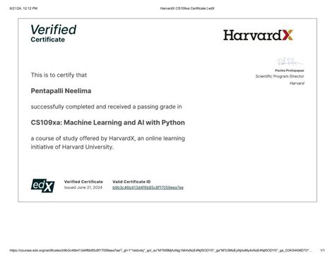 Neelima Pentapalli On Linkedin Machinelearning Ai Python Harvardx