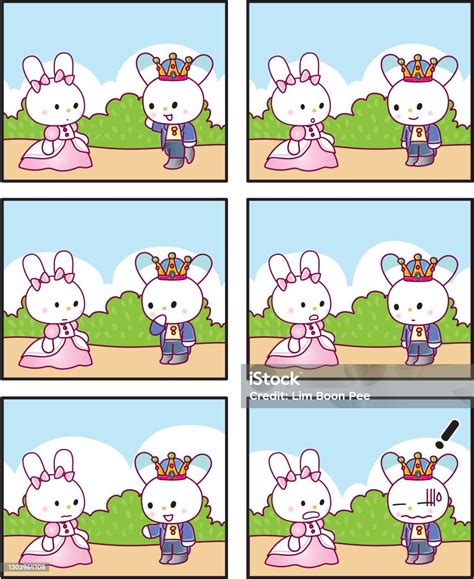벡터 만화 토끼 공주 이야기 세트 식스 그리드 만화 0명에 대한 스톡 벡터 아트 및 기타 이미지 0명 개체 그룹 공주