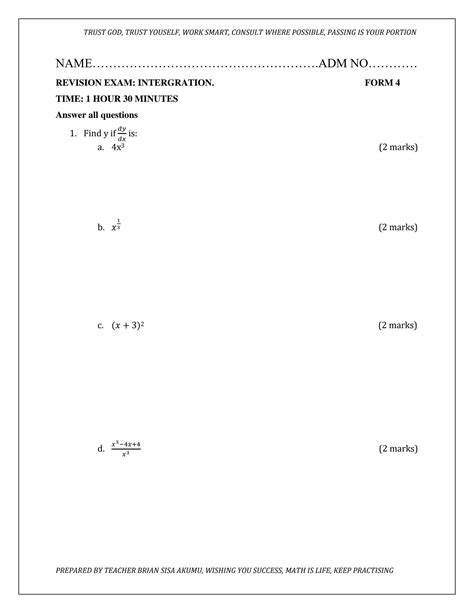 Solution Kcse Revision Intergration Studypool