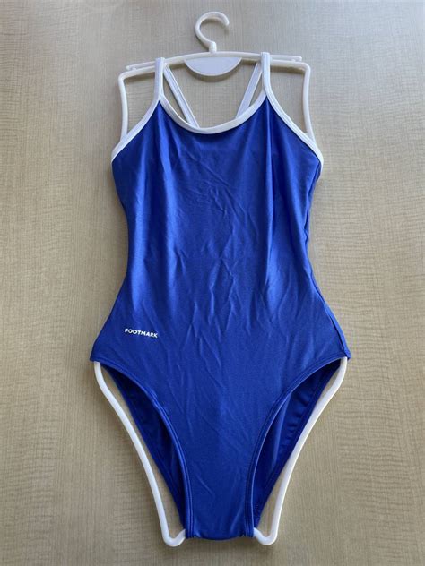 競泳水着 スクール水着 フットマーク ハイレグ 伸縮性あり ブルー サイズl ワンピース ｜売買されたオークション情報、yahooの商品情報を