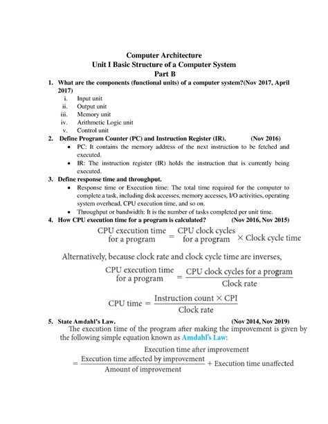 ca unit i lecture notes what are the components functional units of