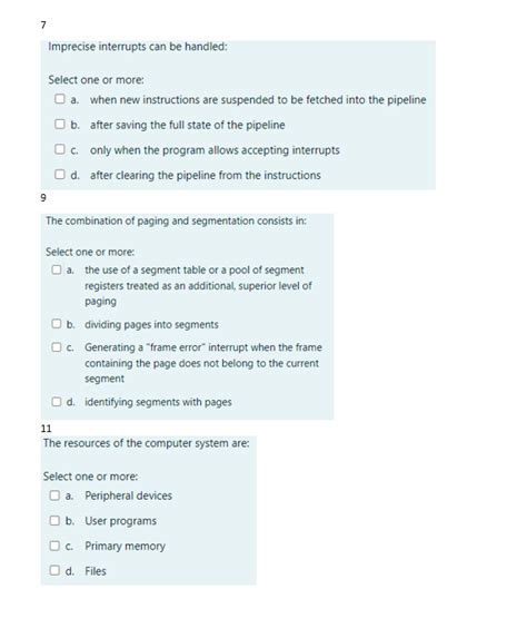 Solved Imprecise Interrupts Can Be Handled Select One Or