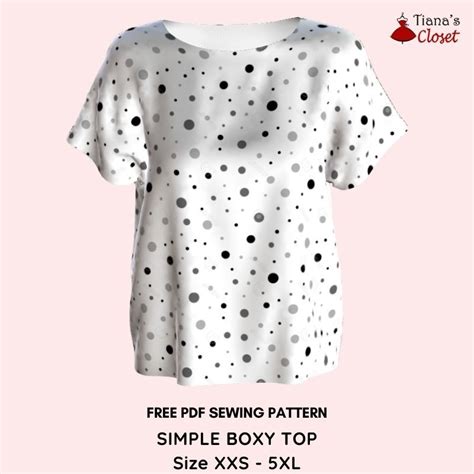 Simple Boxy Top Free PDF Sewing Pattern Free Pdf Sewing Patterns Sewing Patterns Pdf