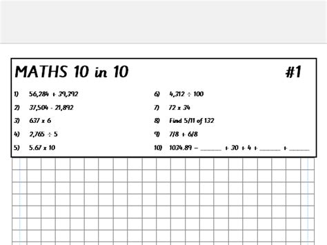 Year 6 Sats Booster Daily Arithmetic 10 In10 Teaching Resources