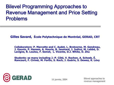 Ppt Bilevel Programming Approaches To Revenue Management And Price Setting Problems Powerpoint