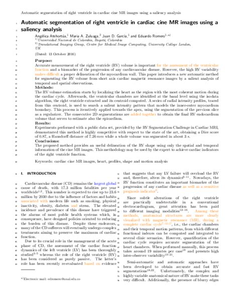 Pdf Automatic Segmentation Of Right Ventricle In Cardiac Cine Mr Images Using A Saliency Analysis
