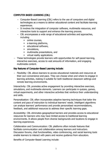 Computer Based Learning 1 Computer Based Learning Cbl Computer Based Learning Cbl Refers