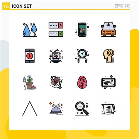16 User Interface Flat Color Filled Line Pack Of Modern Signs And Symbols Of Devices Alert Add