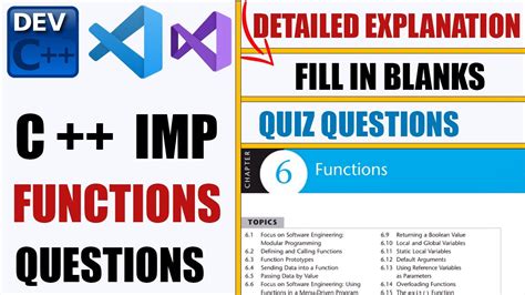 C Programming Function Short Question And Blanks For Quiz Youtube