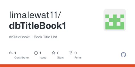 Github Limalewat Dbtitlebook Dbtitlebook Book Title List