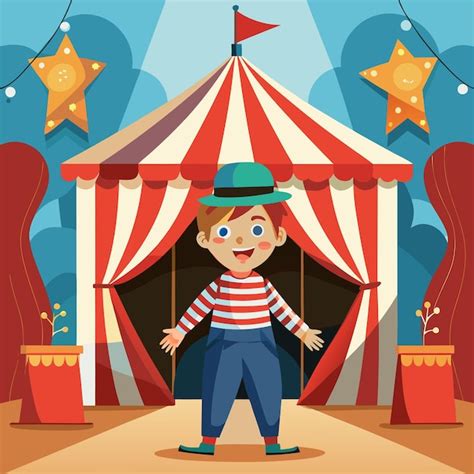 A Boy Enter The Circus Tent Premium Ai Generated Image