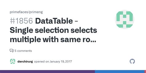 Datatable Single Selection Selects Multiple With Same Row Entries · Issue 1856 · Primefaces