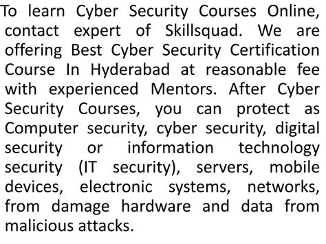 Ppt Cyber Security Certification Course Online In Hyderabad India Powerpoint Presentation Id