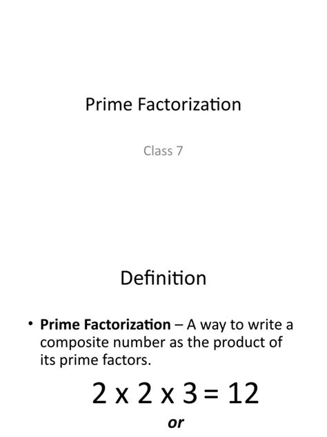 Prime Factorization And Index Notation Download Free Pdf Prime