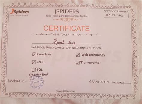 completed java course from jspiders ready for new challenges komal