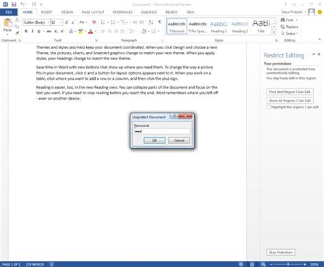 Set And Remove Editing Restrictions In Word Documents