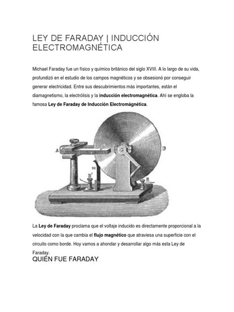 Ley De Faraday Y Su Inducción Electromagnética Pdf