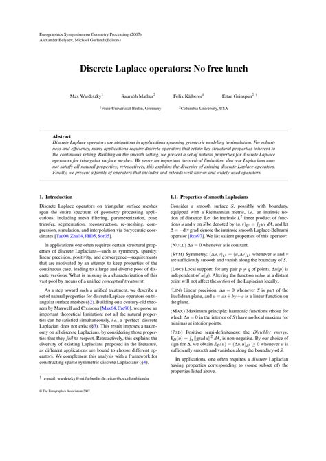Pdf Discrete Laplace Operators No Free Lunch