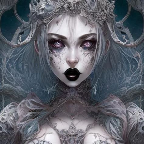 Gothic Female Jester Highly Detailed Symmetric Face