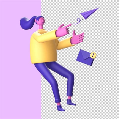 Premium Psd 3d Character With Mail Or Email And Paper Plane For Ui Ux Web Mobile Apps Social Media
