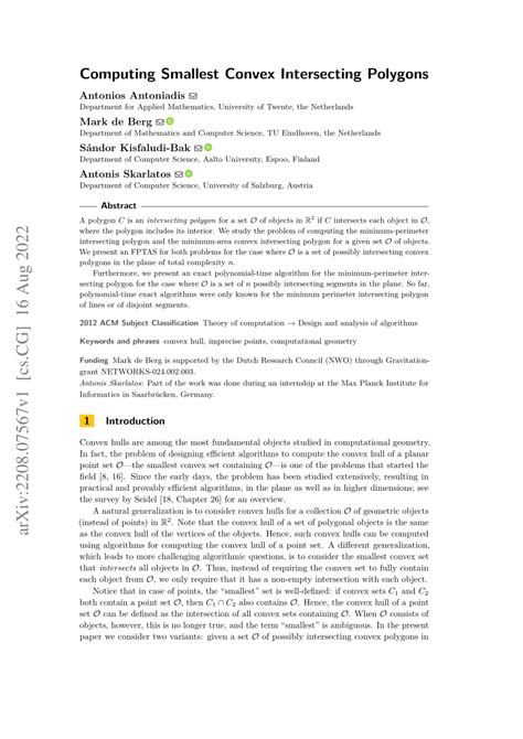 Pdf Computing Smallest Convex Intersecting Polygons