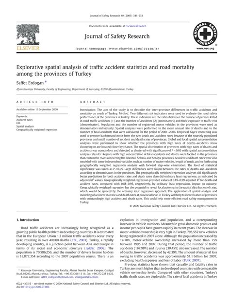 Pdf Explorative Spatial Analysis Of Traffic Accident Statistics And Road Mortality Among The