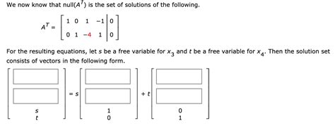 Solved We Now Know That Null A Is The Set Of Solutions Of Chegg