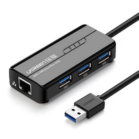 Ugreen Hub Splitter 3x Usb 3 0 Externer Netzwerkadapter Rj45 Giga Ethernet Netzwerk Adapter