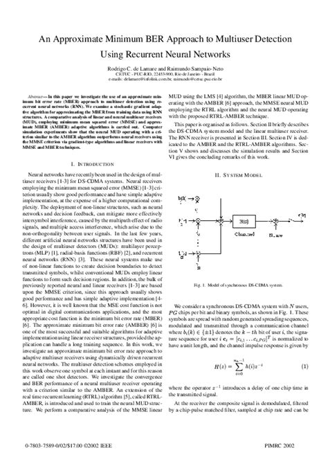 Pdf Mber In Multiuser Detection With Rnns