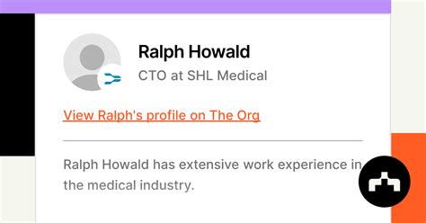 Ralph Howald Cto At Shl Medical The Org