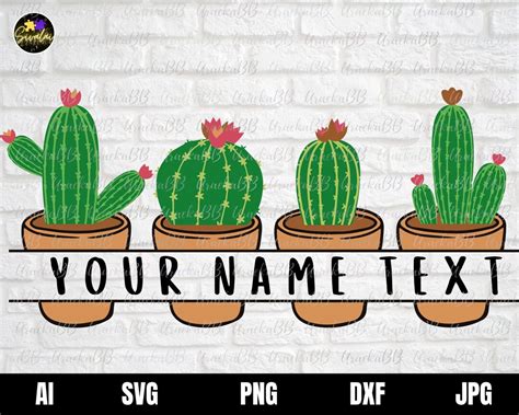 Split Cactus Svg Cactus Split Monogram Svg Design Cactus Monogram Svg Cactus Svg Cactus Svg