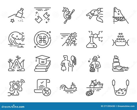 Ocean Garbage Cleanup Icon Set It Included Icons Such As Trash Dirty Beach Debris Trap