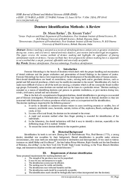 Pdf Denture Identification Methods A Review